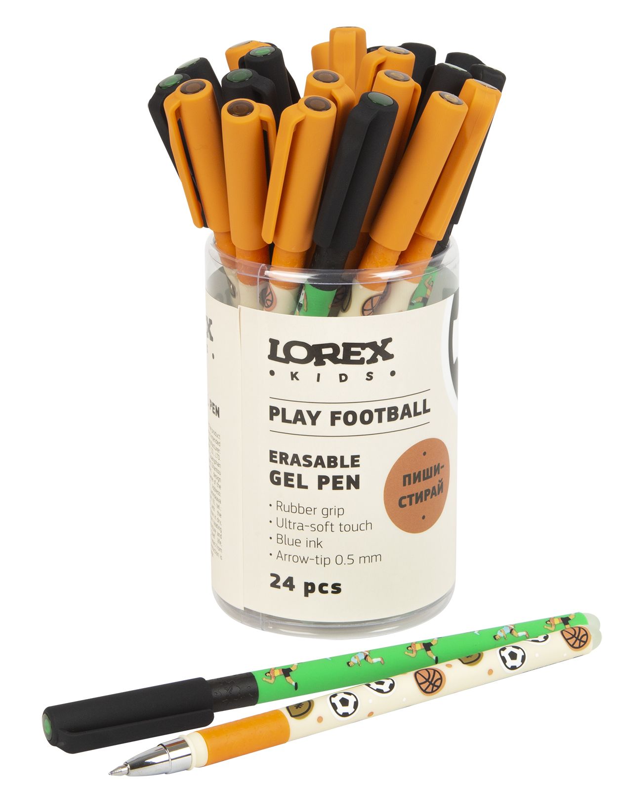 Ручка гелевая стираемая LOREX KIDS PLAY FOOTBALL Slim Soft Grip 0,5 мм ...