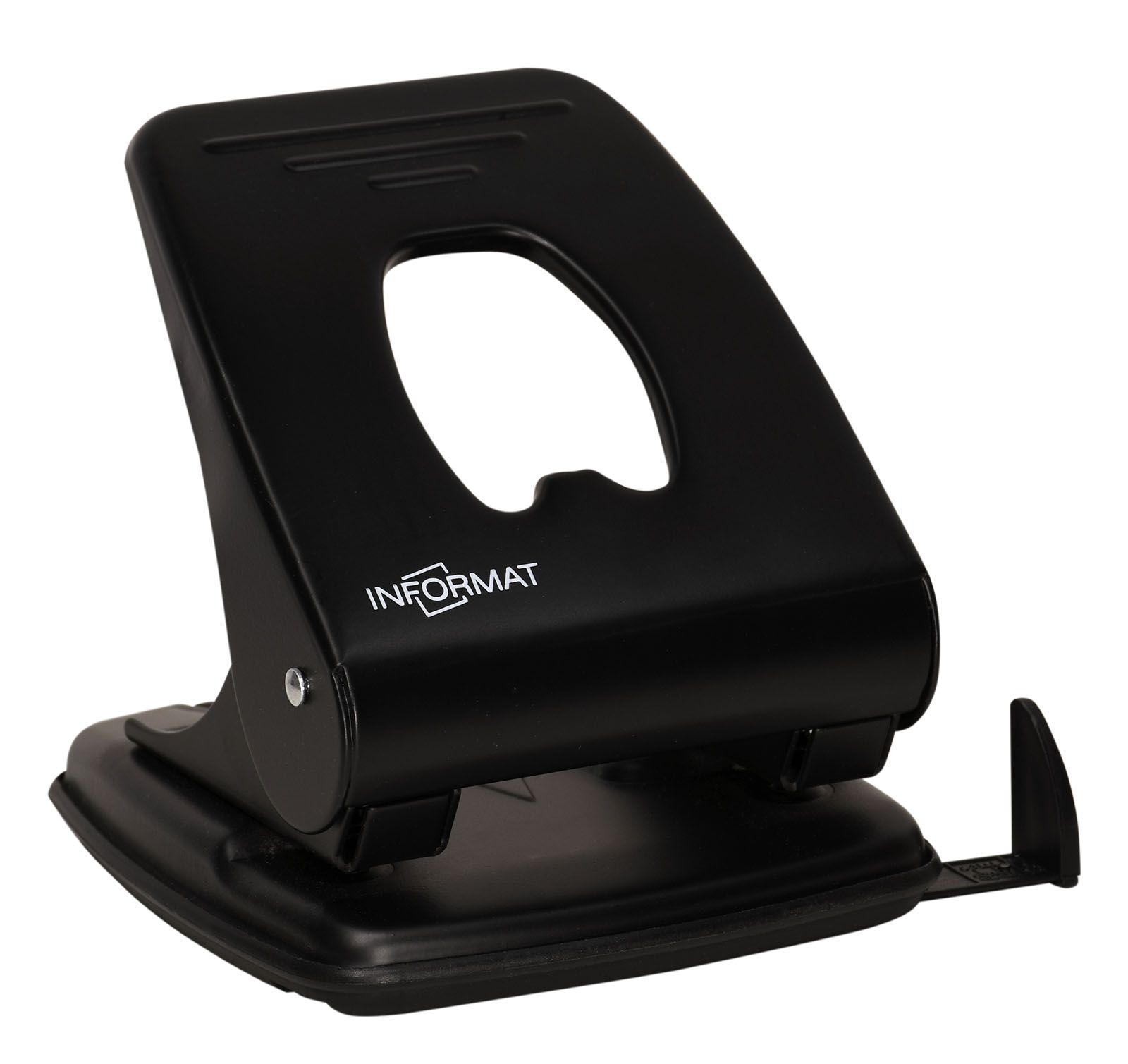 Дырокол INFORMAT Office до 40 листов 2 отверстия, металлический, черный с линейкой форматов ...