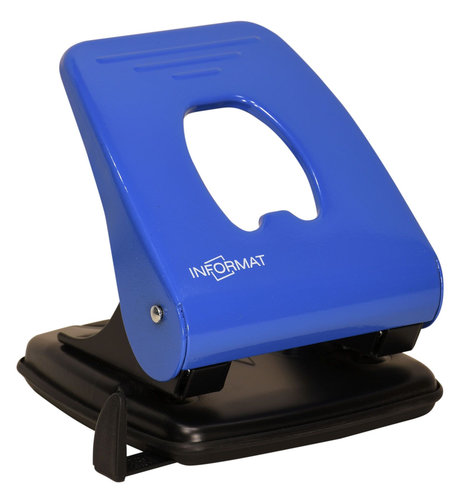 Дырокол INFORMAT Office до 40 листов 2 отверстия, металлический, синий с линейкой форматов оптом ...